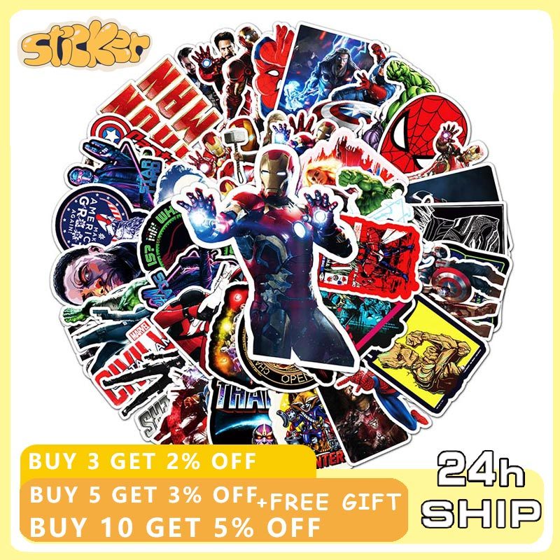 52pcs Disney Marvel The Avengers Stickers Super Hero Decals Skateboard ...