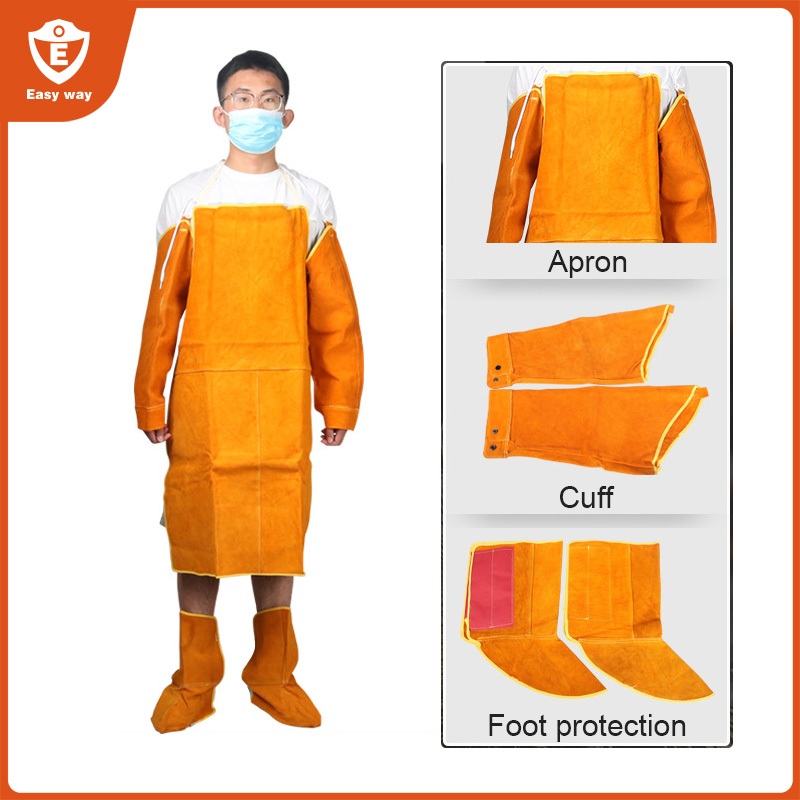 EW Cowhide Full Leather Welder Foot Protection Heat Insulation Foot ...