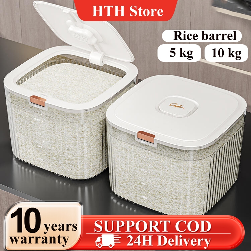 Rice Dispenser 5/10 kg rice Storage with measuring cup automatic Rice ...