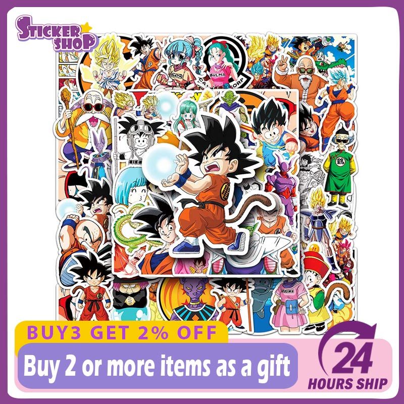 50PCS Anime Dragonball Sticker Goku Graffiti Waterproof Sticker Cute ...