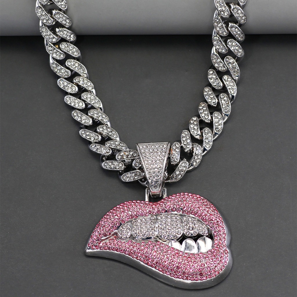 Hip Hop Iced Out Lip Pendant Necklace Jewelry Gifts | Shopee Philippines