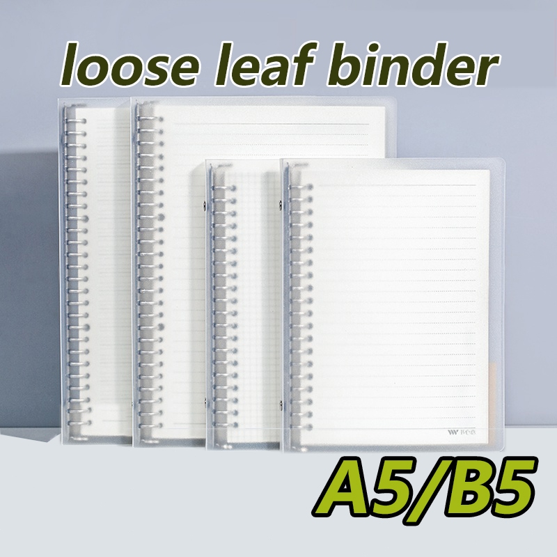 A5/B5 Transparent Binder Notebook BLANK/LINE 60 Sheets Replaceable ...