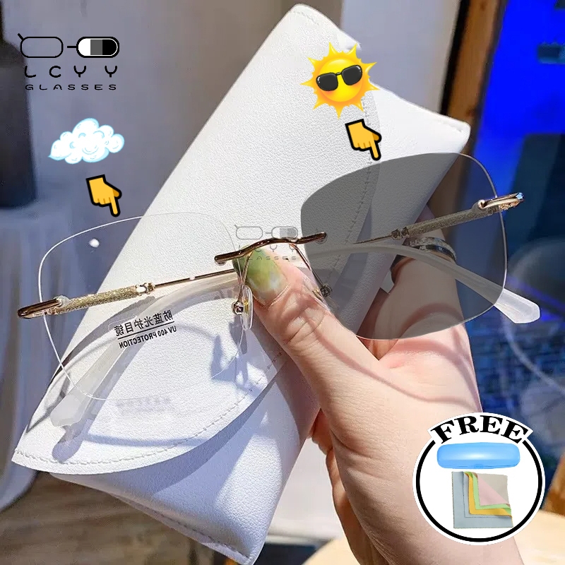 LCYY Photochromic Anti Radiation Frameless Glasses For Women Men ...