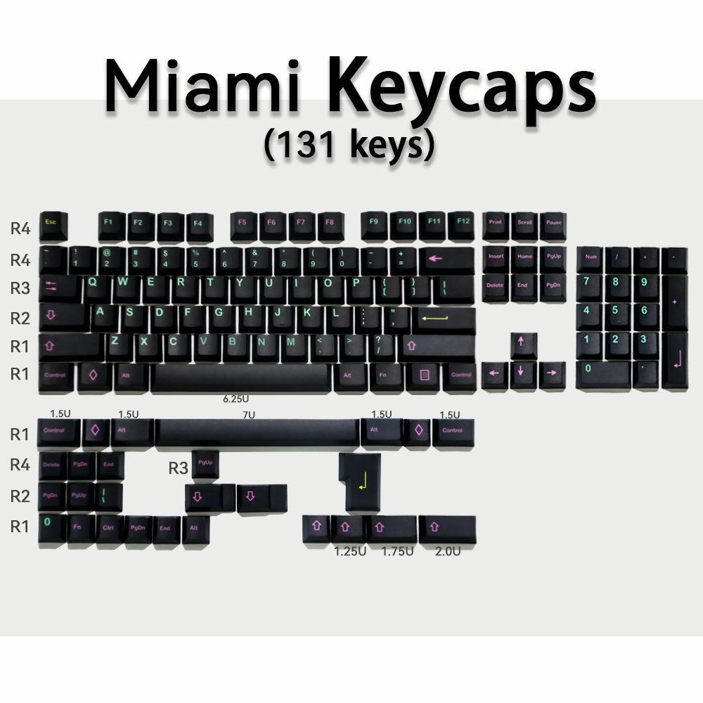 131 Keys GMK Miami Nights Keycaps Cherry Profile PBT Dey PBT Dye ...
