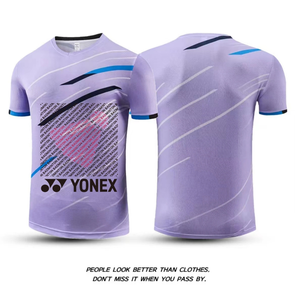 YONEX badminton shirt 2024 new men's and women's quick drying breathable tennis series outdoor ...