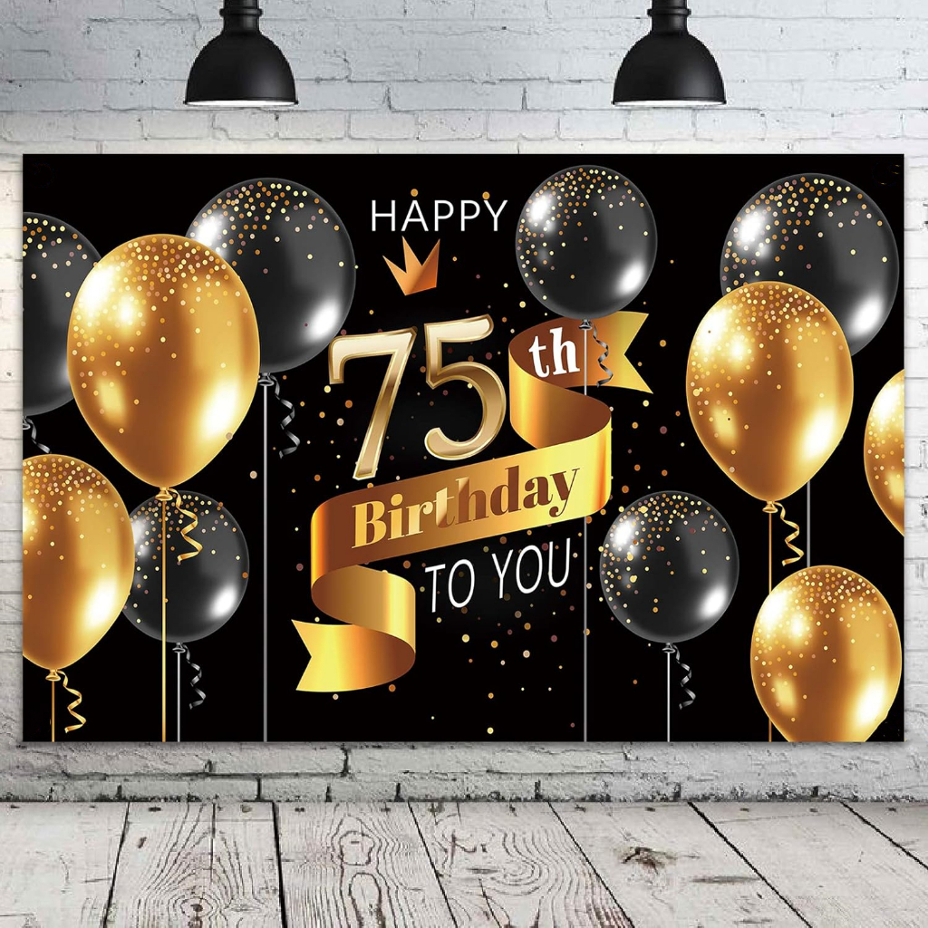 7x5ft Happy 75th Birthday Photography Backdrop for 75 Birthday Party ...
