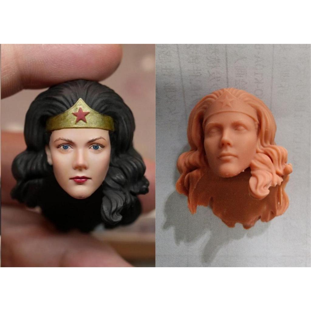 Unpainted 1/12 Scale Lynda Carter Wonder Woman Head Carved Model Fit For 6 inches SHF MEZCO ...