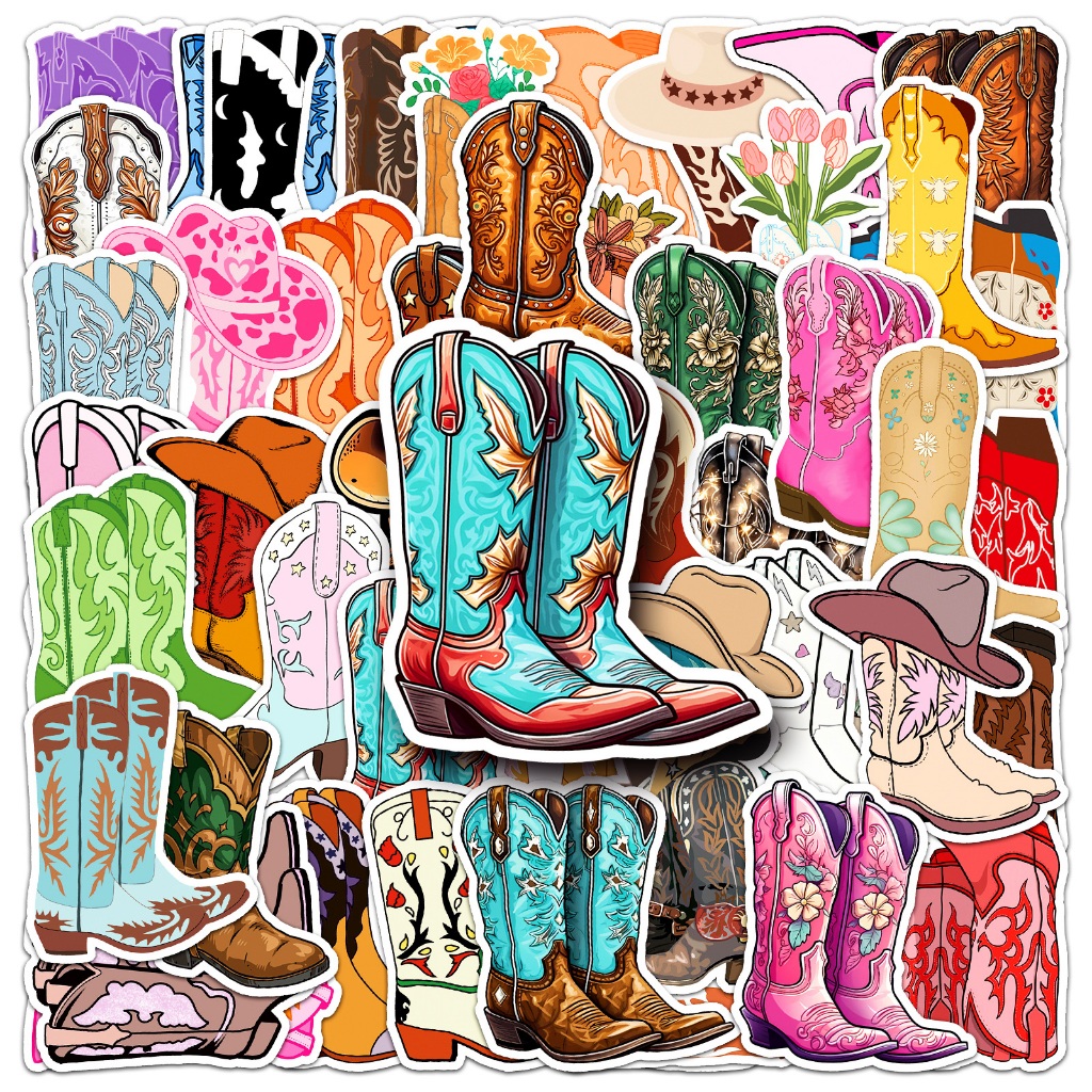 Retro 50 Piece Denim Boots Stickers Waterproof DIY For Phones Laptop ...