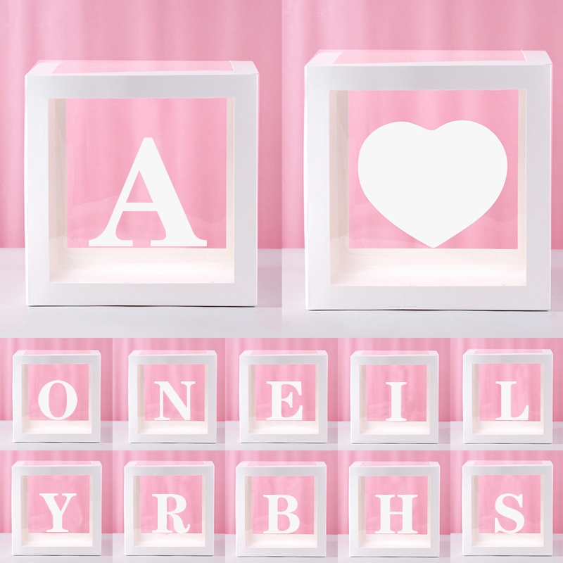 A-Z Letter Box Transparent Balloon Box Name Backdrop Baby Shower ...