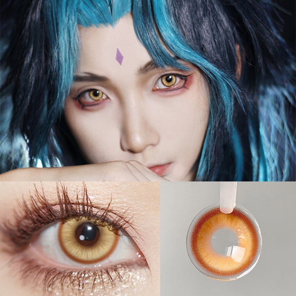Graded 1pair Cosplay Colored Contact Lenses Cyan Pupil Softlens ...