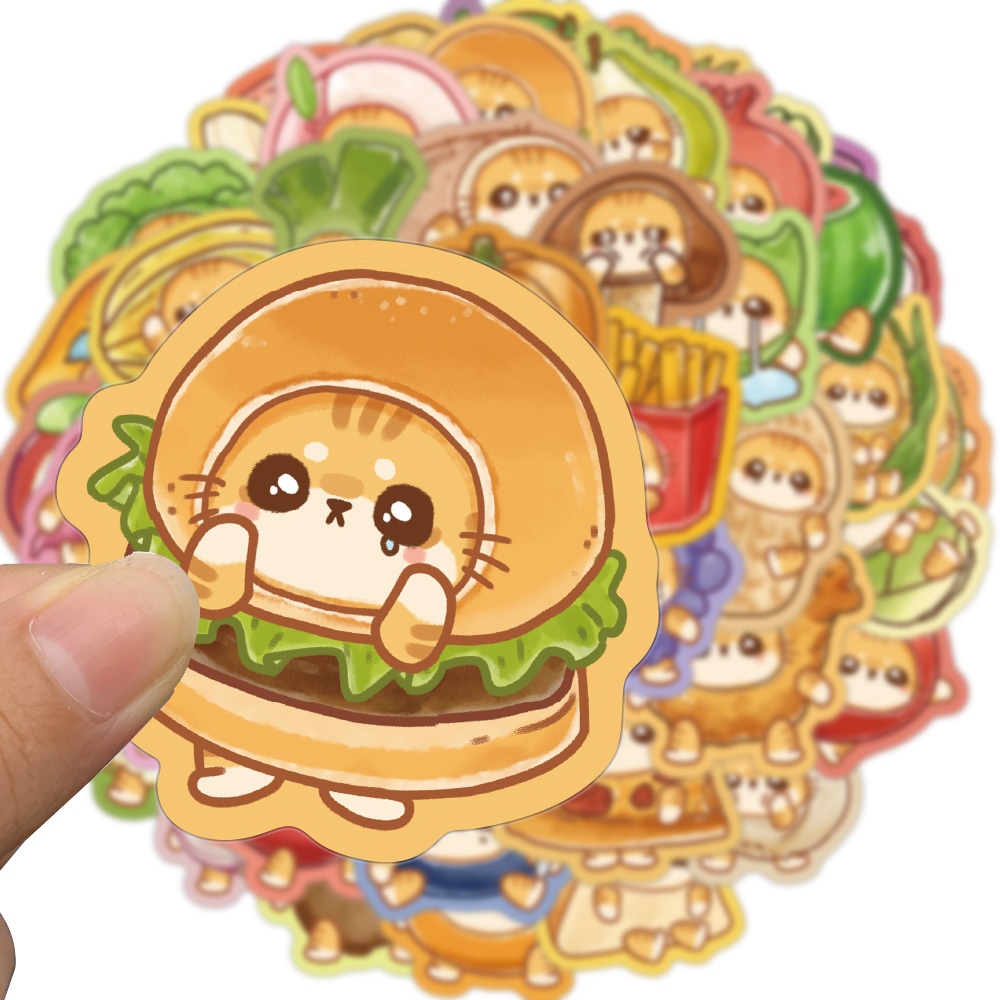 [Large Sticker]50Pcs New Funny Meme Cat Food Graffiti Stickers for Toy ...