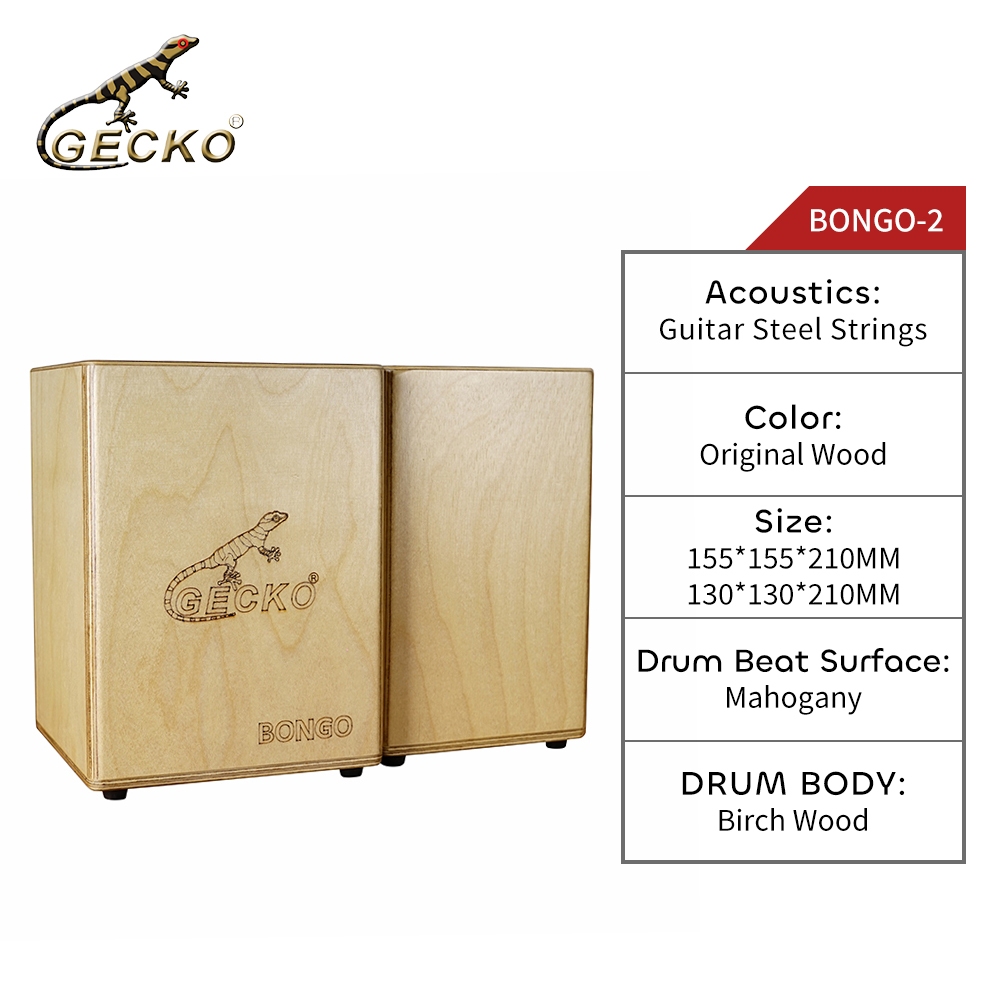 GECKO Cajon Drum Wooden Box Drum Adult Hand Knock Professional Stage ...