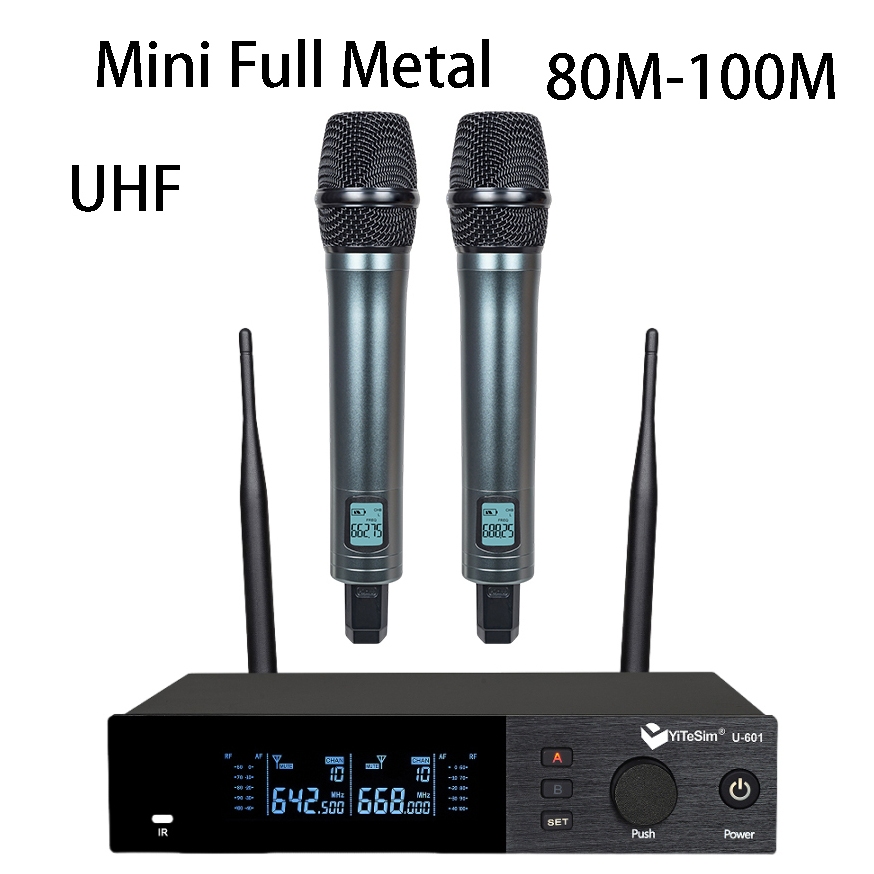 Wireless Microphone UHF,Mini full metal,2 Handheld Microphones,for ...