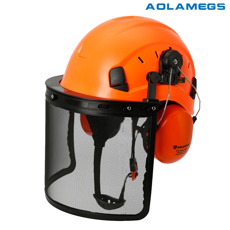 AOLAMEGS Industrial Forestry Safety Helmet Visor Earmuffs Chainsaw ...