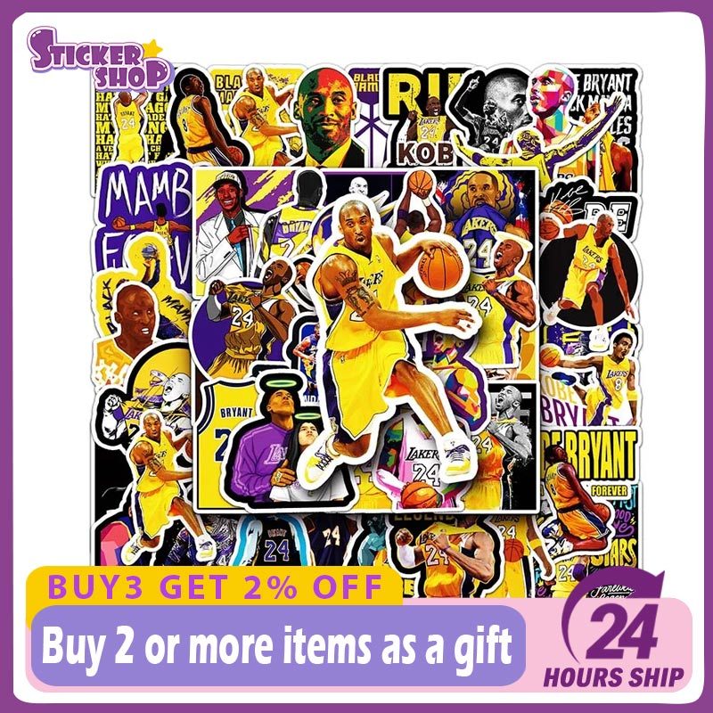 50PCS NBA Basketball Star Kobe Bryant Waterproof Sticker Lakers Kobe ...