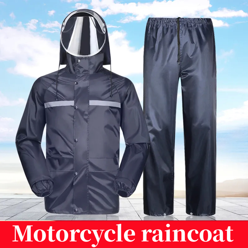 Waterproof Raincoat Set Men Women Thick rainsuit reflective stripe rain ...
