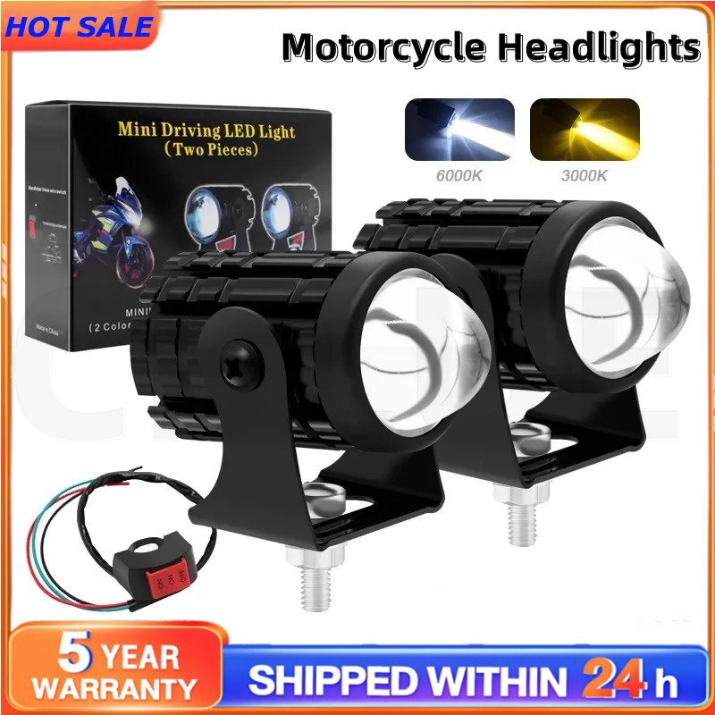(2PCS)CBLUE Motorcycle Mini Driving Lights Warranty Waterproof High Low ...