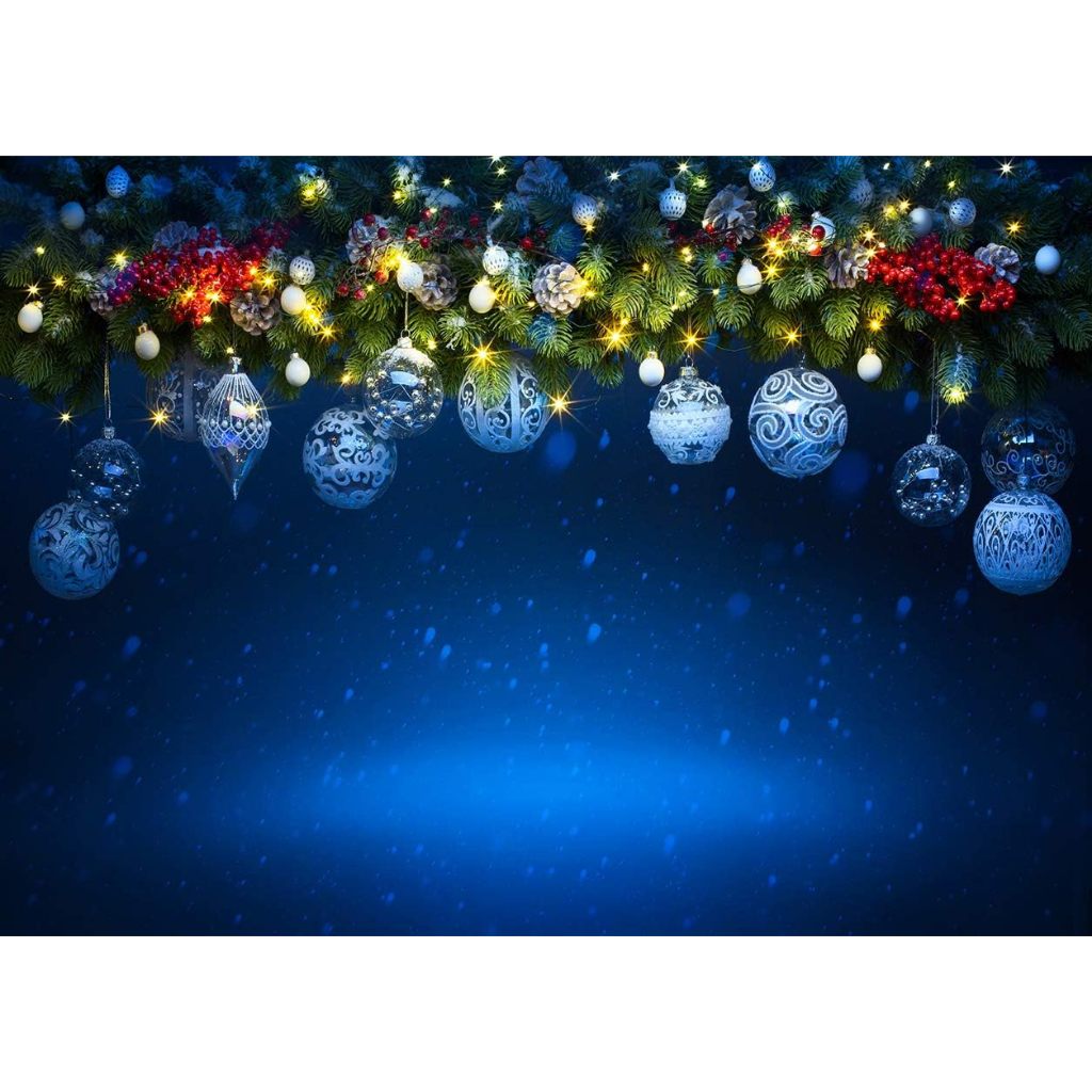 7x5ft Blue Christmas Backdrops for Photography Christmas Ball Backdrop ...