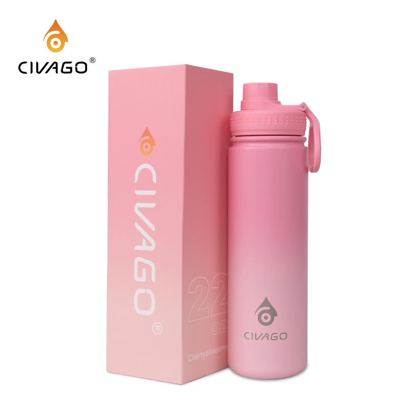 CIVAGO（22oz）Wide Mouth with Sport Lid Vacuum Insulated Tumbler Hot And ...