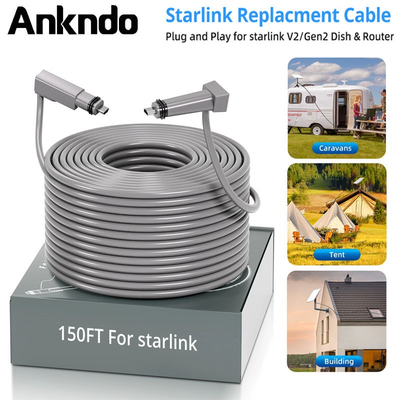 150FT/46M Durable&Waterproof Starlink Connection Cable Extension Wire ...