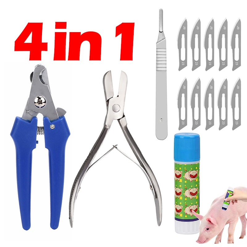 4 in 1 Piglet tool kit Pig tail shears Pig teeth shears Piglet ...