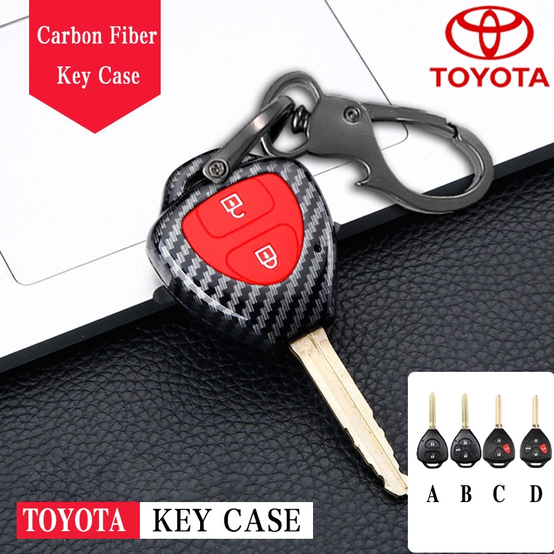 Carbon Fiber Key Cover Holder Keychain Protector For Toyota Vios/Yaris ...