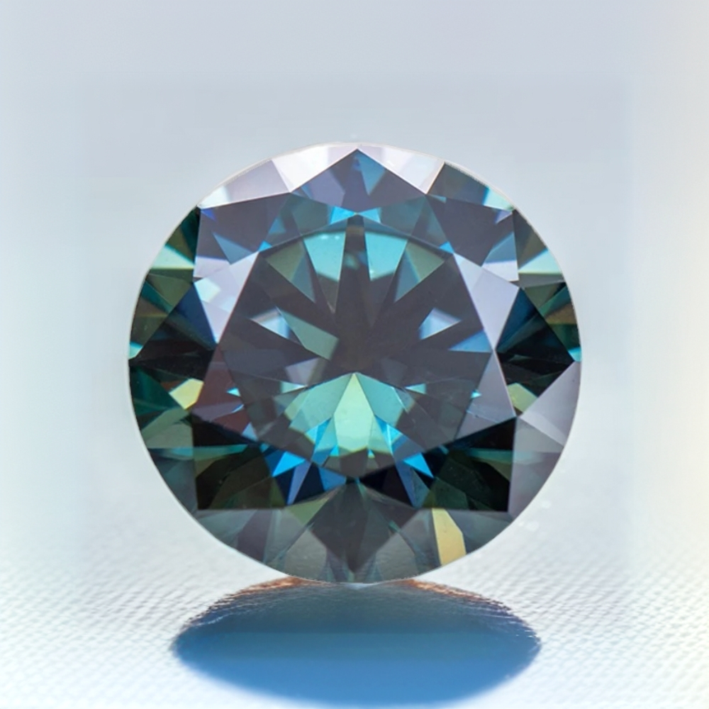 Moissanite Stone Rainbow Blue Color Round Cut Lab Grown Synthetic ...