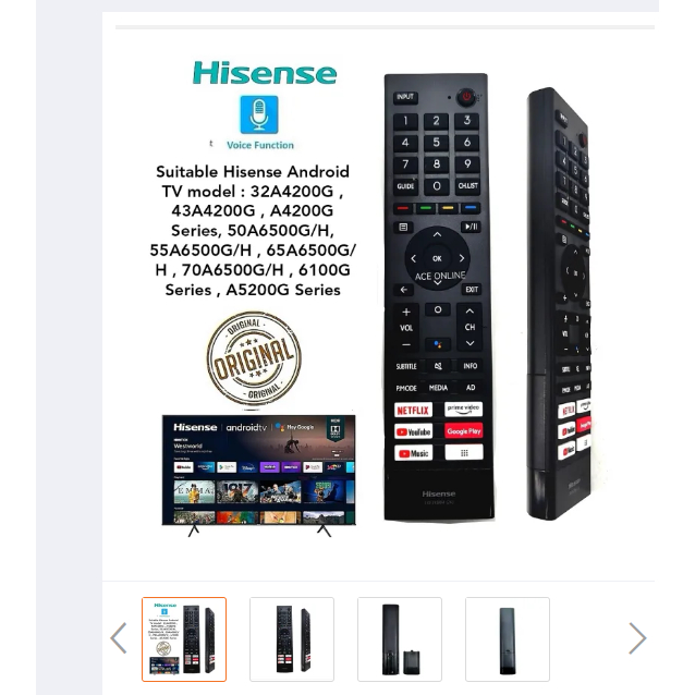 HISENSE ANDROID SMART TV REMOTE CONTROL (ERF3K80H) (ERF3F80H)With Voice ...