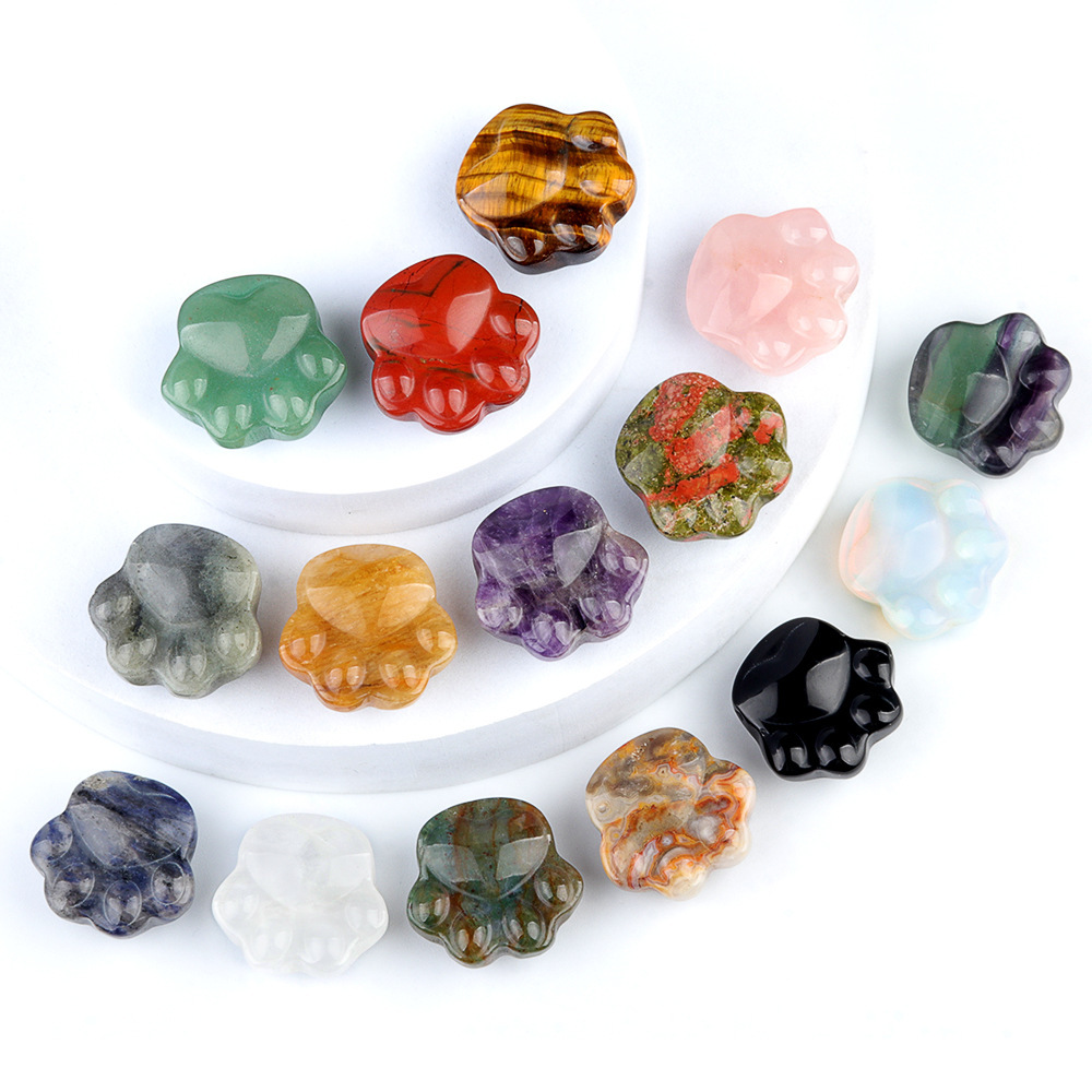 1pc 1.1Inch Cute Big Cat Paw Shape Stone Table Decor Accessory Animal ...