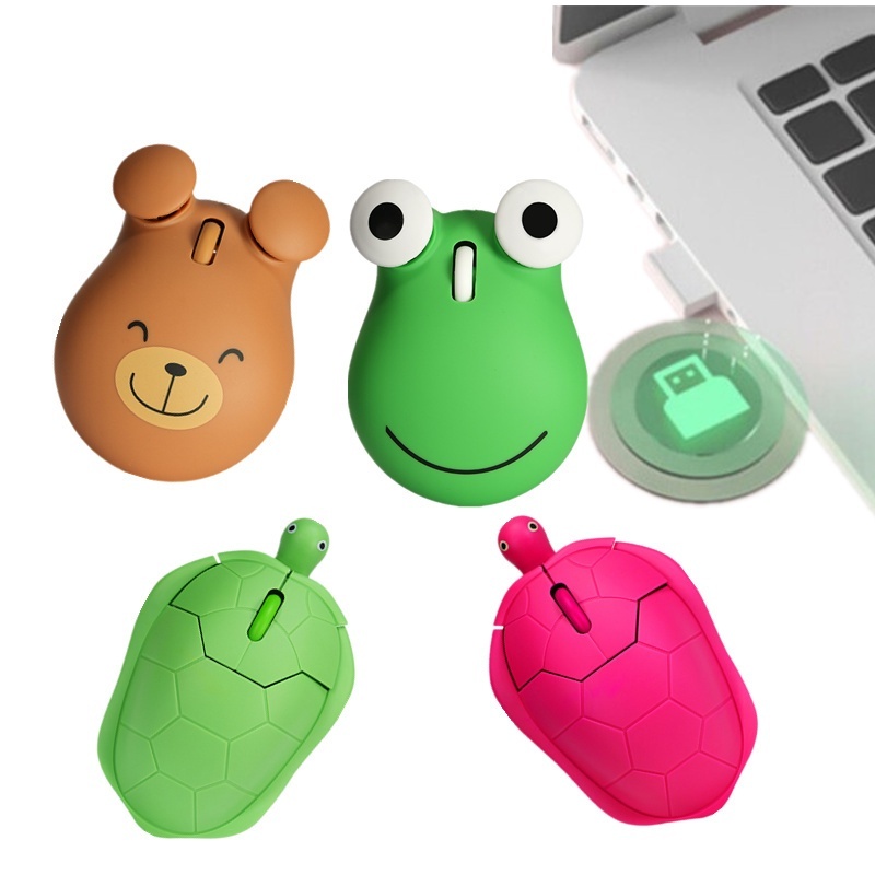 Portable wireless mouse 2.4Ghz Cute Cartoon Animal Frog Turtle Bear ...