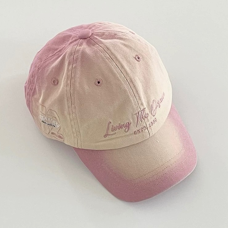 Vintage gradient color cap casual soft top letter embroidered baseball ...