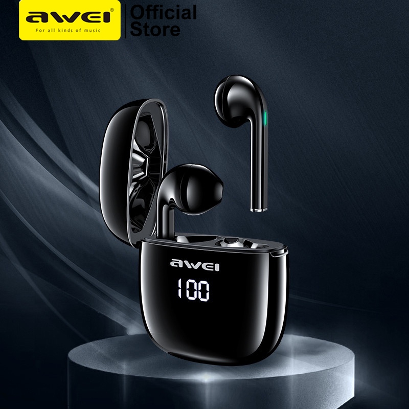 Awei T28P TWS Bluetooth Headphone LED Display Earphones With Mic ...