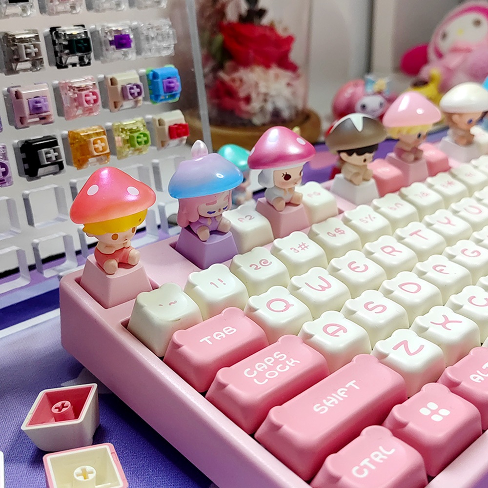 Pop Mart Cute Pellets [Mushroom Elf] Doll Unique Keycap Mechanical ...
