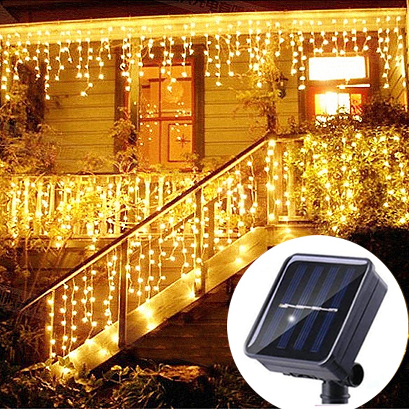 Solar Icicle Light Fairy String Lights Eaves Decor with for Outdoor ...