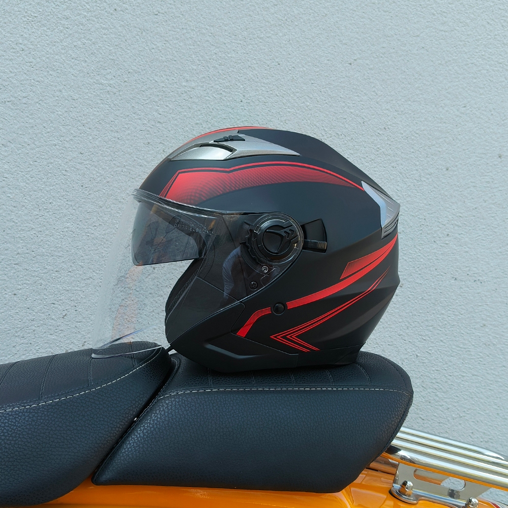 Dual Visors Safety Motorcycle Helmet Scooter Bike Open Face Racing ...
