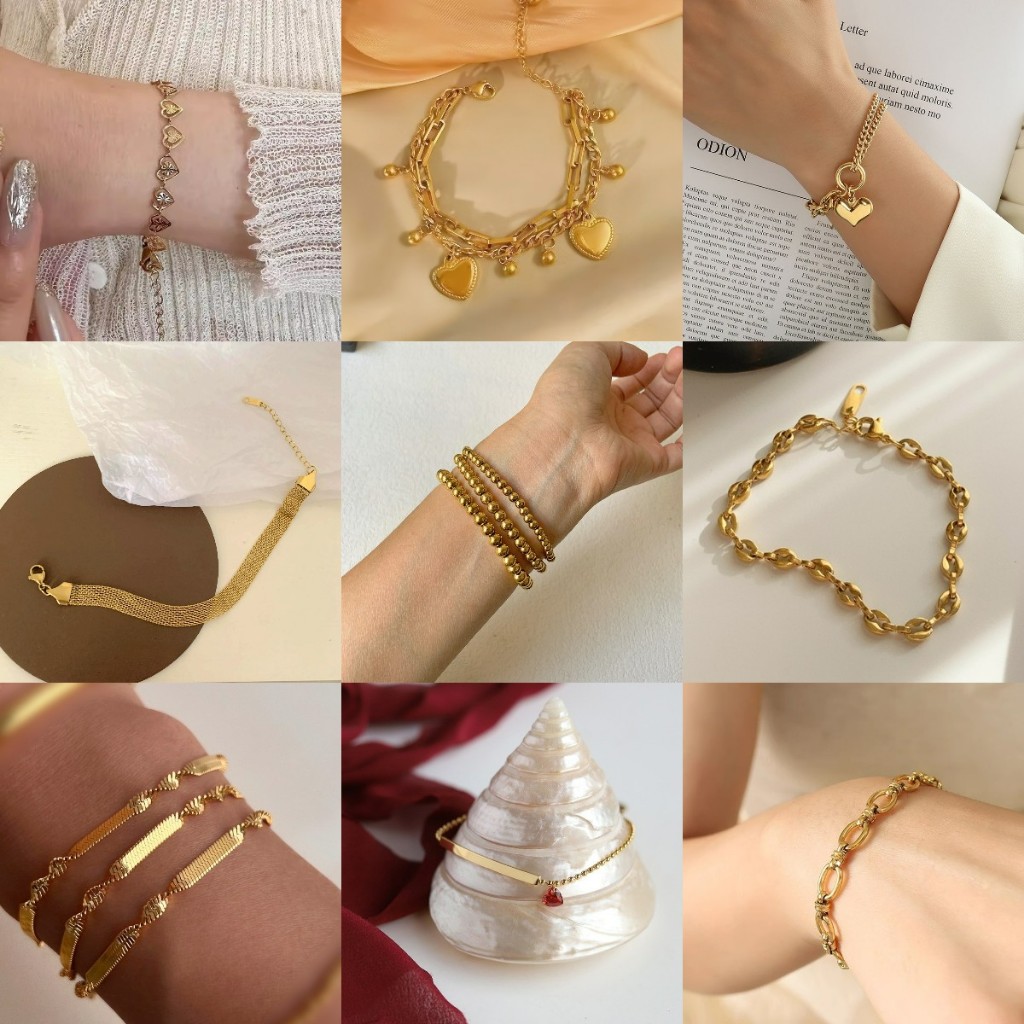 Love2self Stainless Steel 18K Gold Women Bracelet Non Tarnish Pulling ...