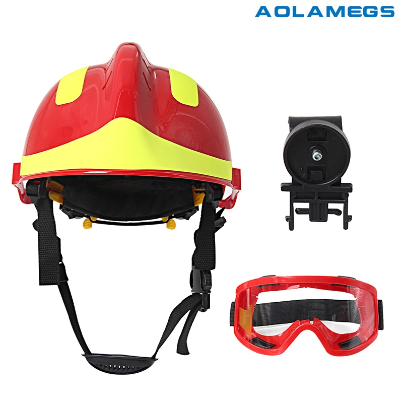 AOLAMEGS Emergency Rescue Helmet Red Firefighter Helmet Protective ...