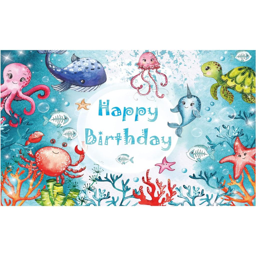 5x3ft Under The Sea Birthday Photography Backdrop Summer Ocean Theme ...