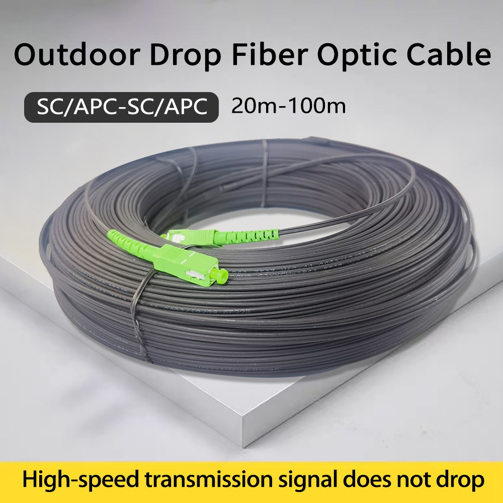 Fiber Patch Cables FTTH SC/APC-SC/APC Black 20M-100M Single Mode Simplex Outdoor FTTH Drop Cable ...