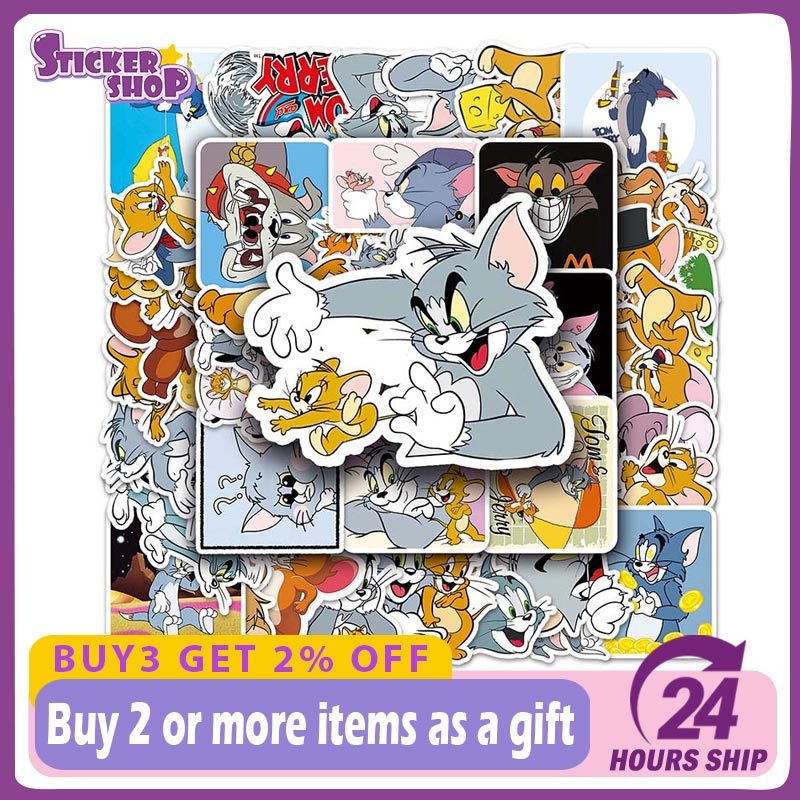 50PCS Disney Animation Tom and Jerry Sticker Pack DIY Laptop Diary ...