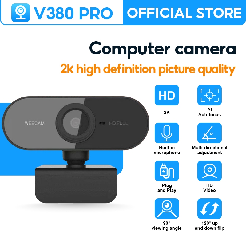 V380 PRO 2K Full HD Webcam With Microphone For PC Video Call Laptop ...