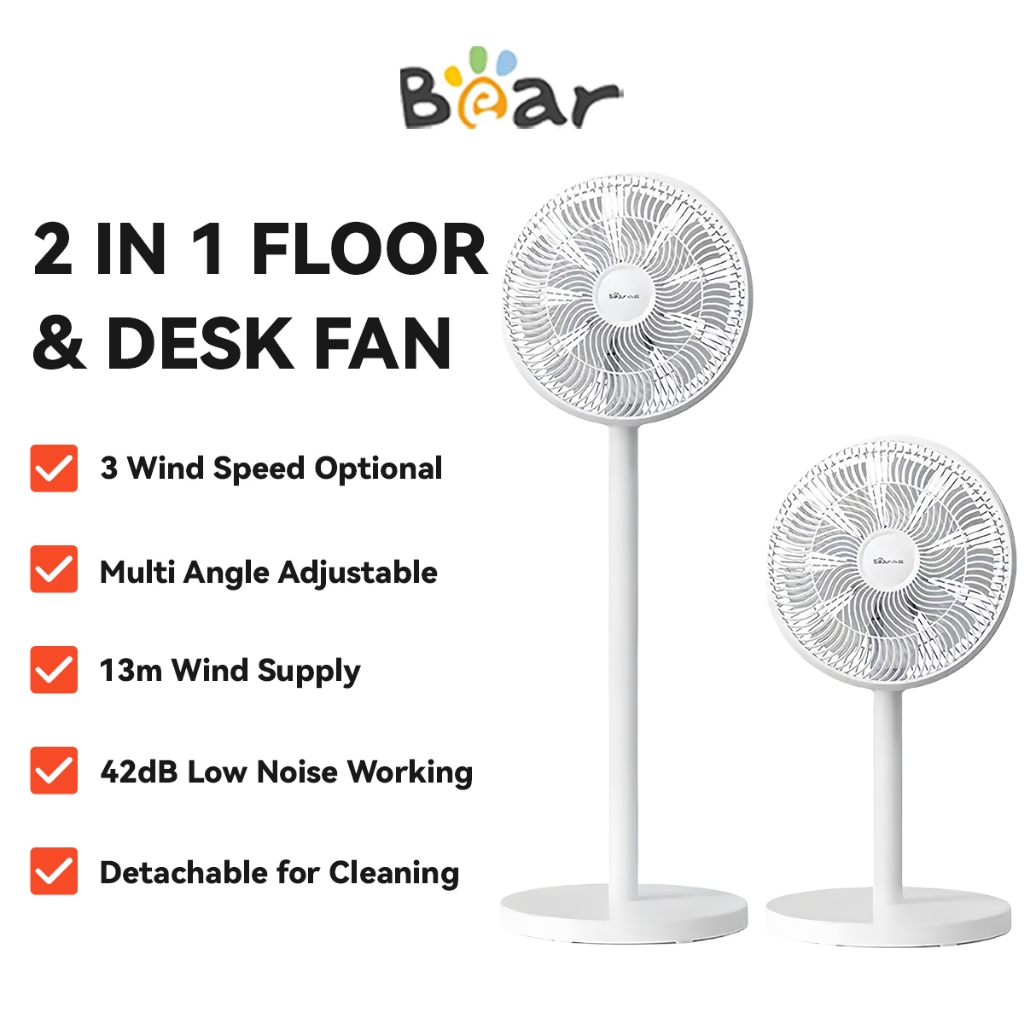 Bear 2-in-1 Electric Stand Fan & Desk Fan Floor Cooling Fan Standard ...