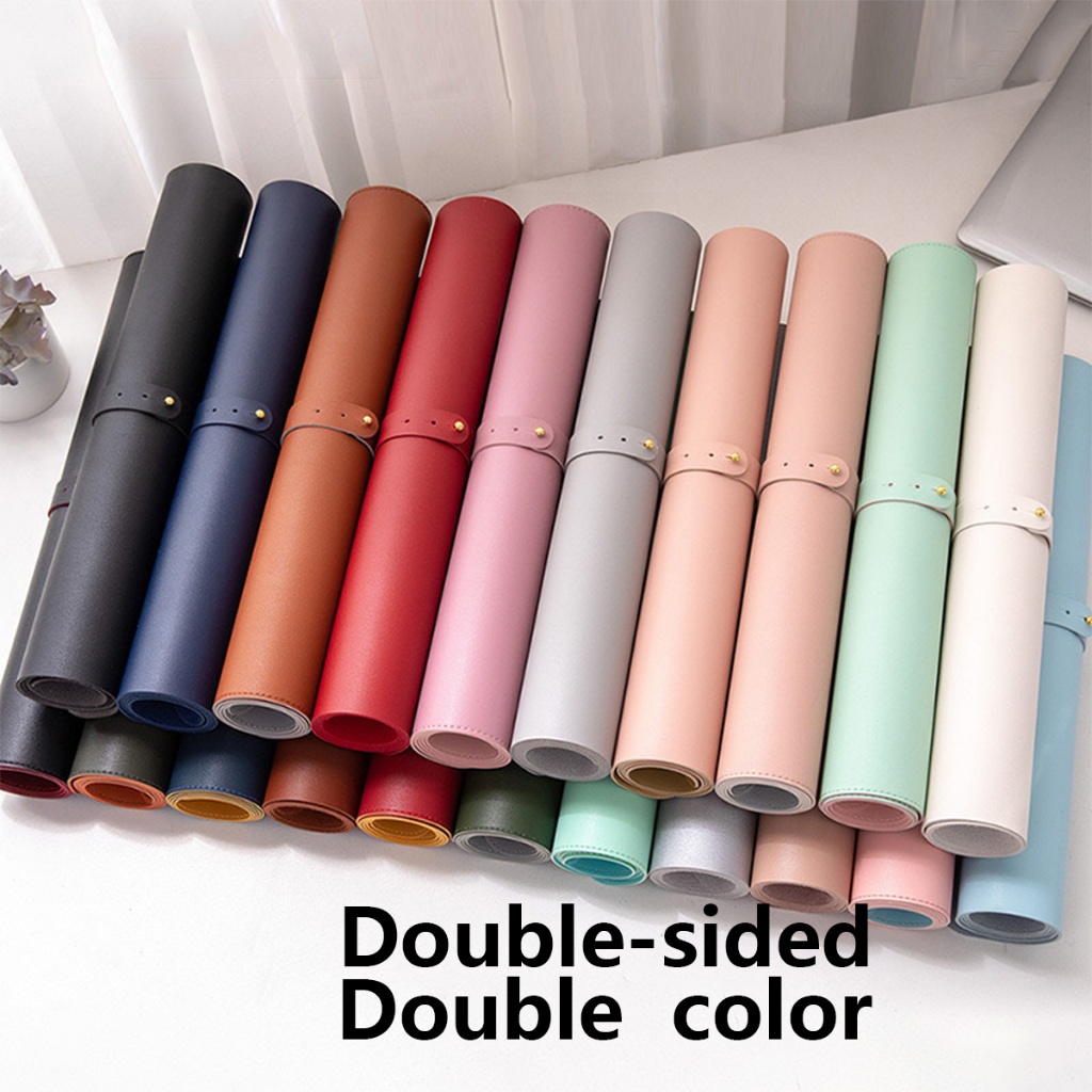 Double-sided Solid Color Simple Stitching Leather PU Desk Mat Desk ...