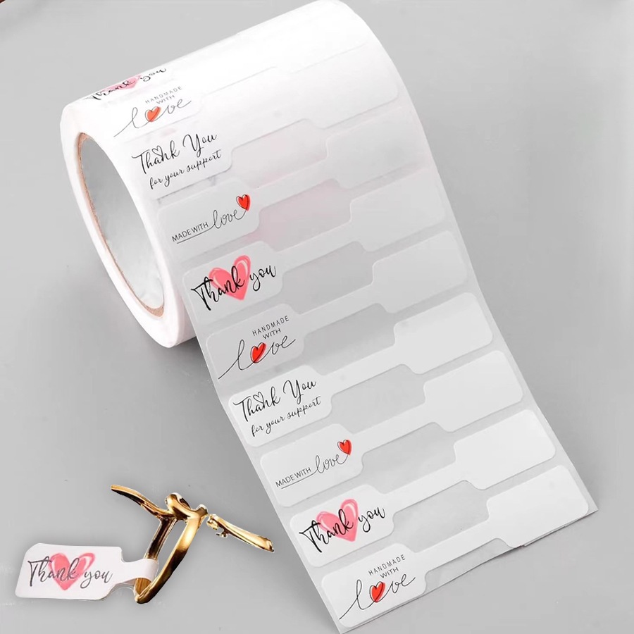 500pcs/roll White Blank Jewelry Price Tags Rectangle Adhesive Necklace ...