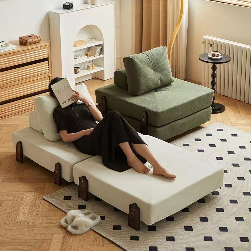 Module Combination Sofa Solid Wood Tofu Cube Cube Single Lazy Fabric ...