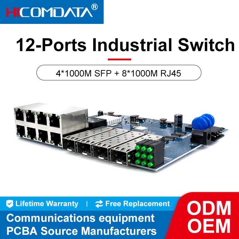 HICOMDATA Industrial Ethernet Switch PCB Board 1000Mpbs 12 Ports 4 SFP ...
