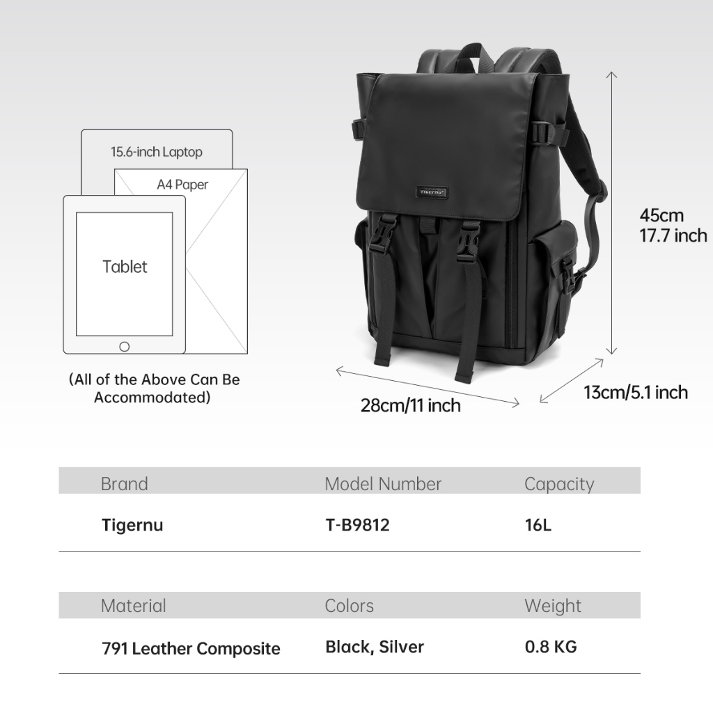 Tigernu 9812 Men‘ s Backpack 15.6inch Laptop Backpack School Backpacks ...