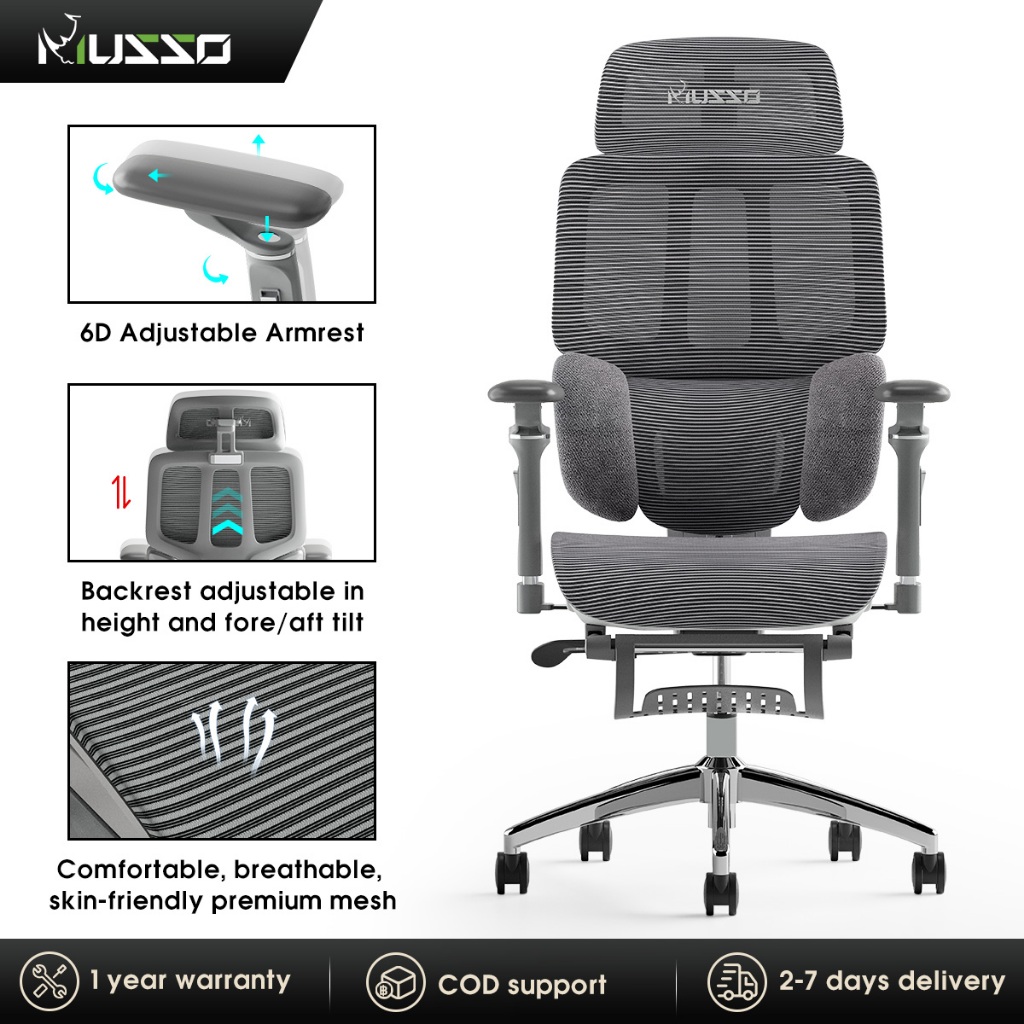 MUSSO H80 PRO Ergonomic Chair 6D Armrest and Adjustable Headrest Game ...
