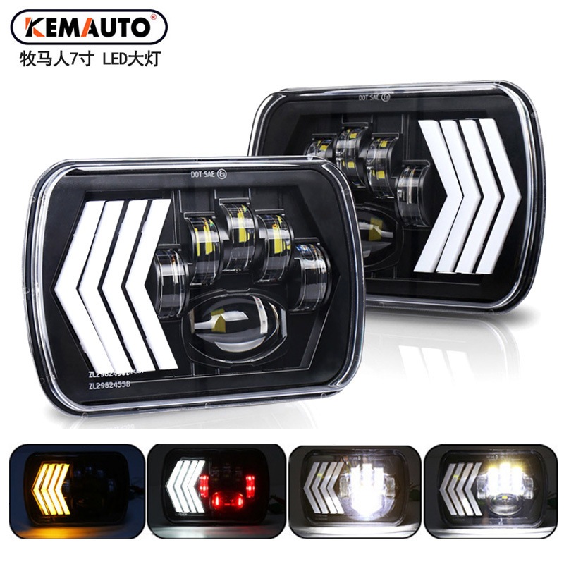 1Pair 7x6" LED Headlights 500W Square Super Bright 5x7 inch Headlamp ...