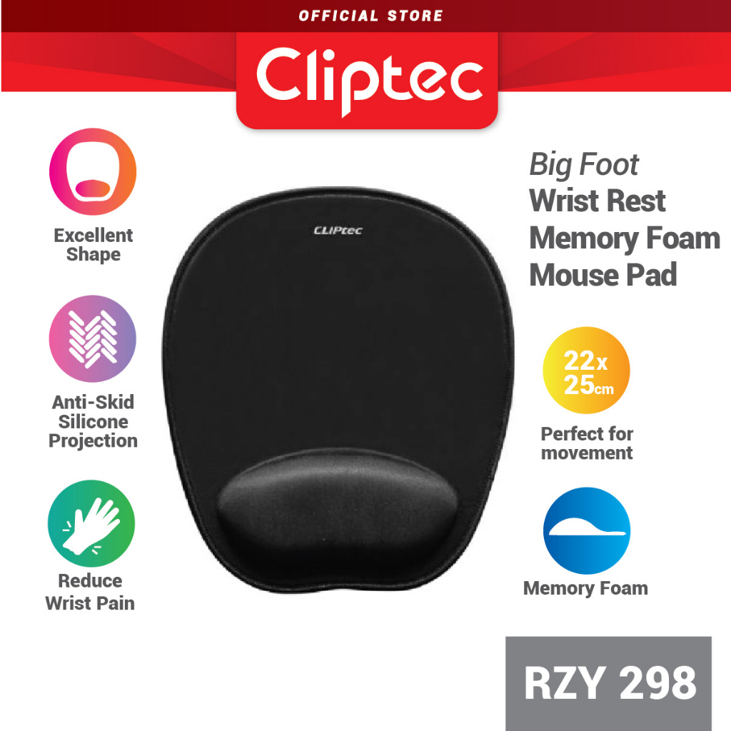 CLiPtec RZY298 Wrist Rest Memory Foam Mouse Pad (Big Foot) | Shopee ...